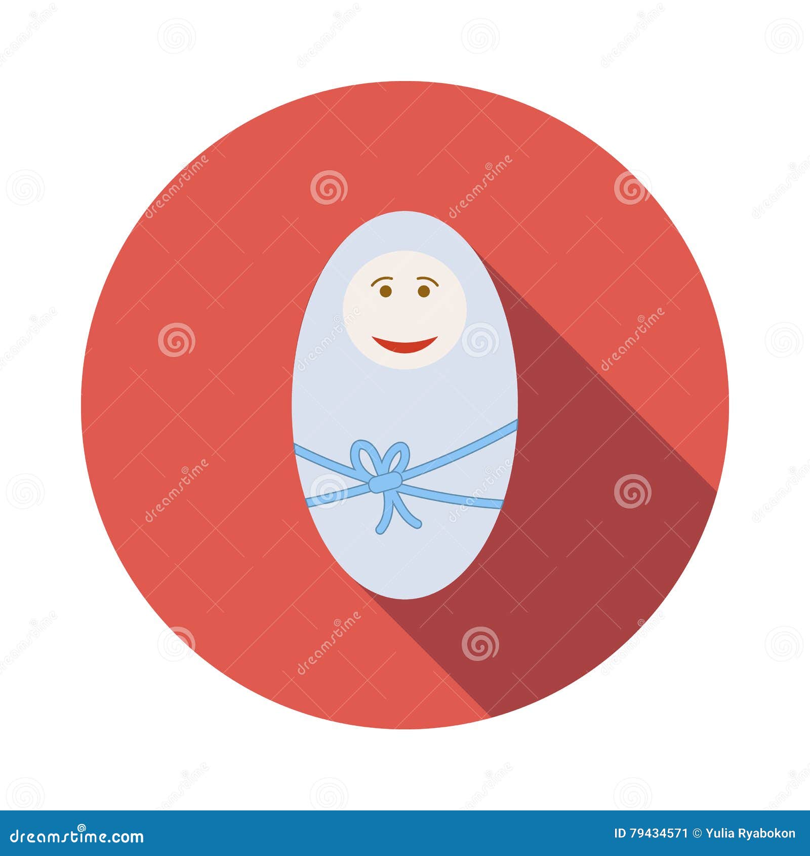 Newborn Baby Icon, Flat Style Stock Vector - Illustration of happy ...