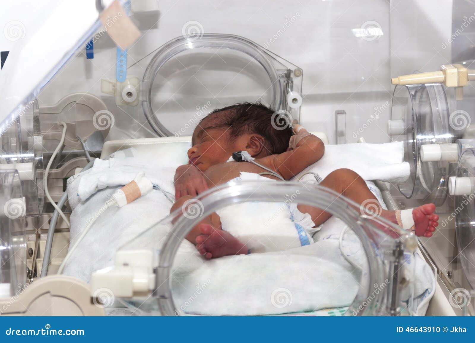 Newborn Baby Inside Incubator Stock Photo - Image of monitoring, child ...