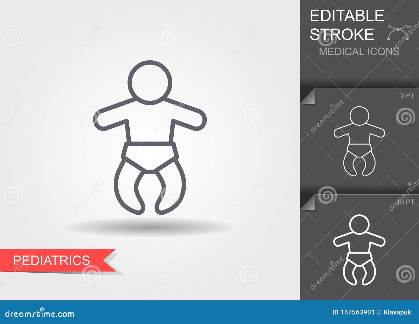 Newborn Baby. Line Icon with Editable Stroke with Shadow Stock Vector ...