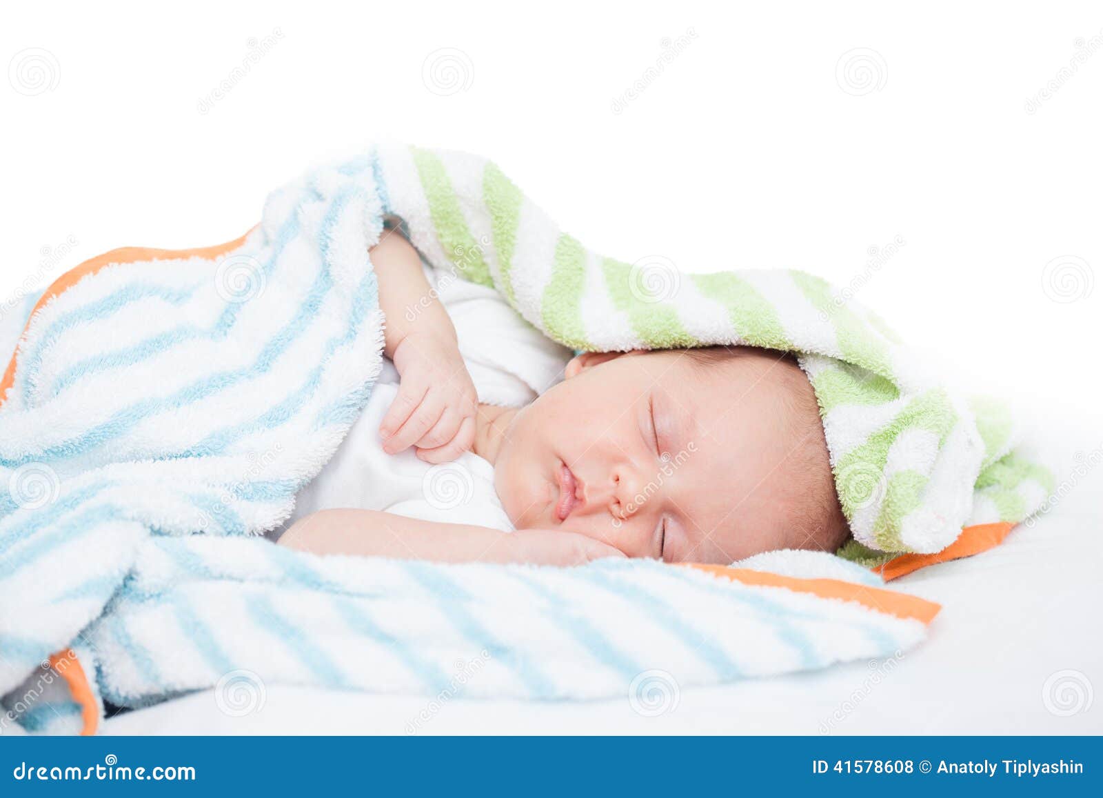 Newborn baby one month age stock photo. Image of towel - 41578608