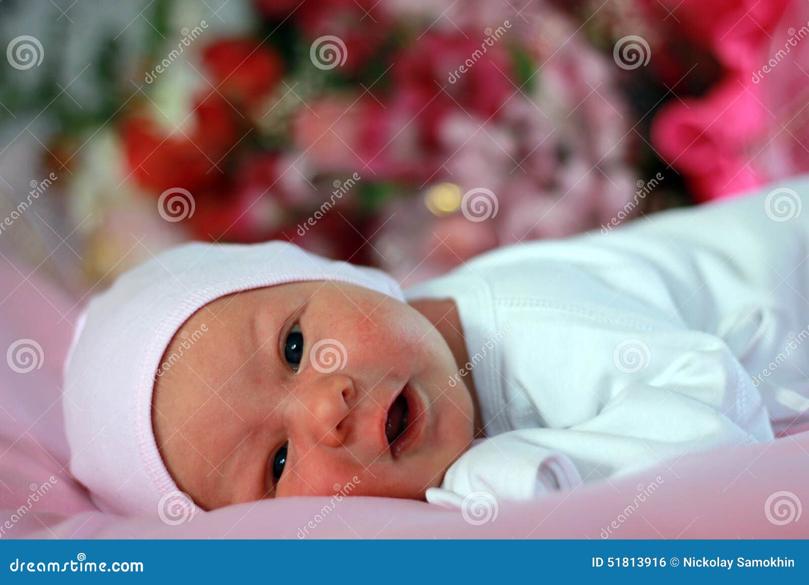 Newborn baby one week stock photo. Image of close, mouth - 51813916