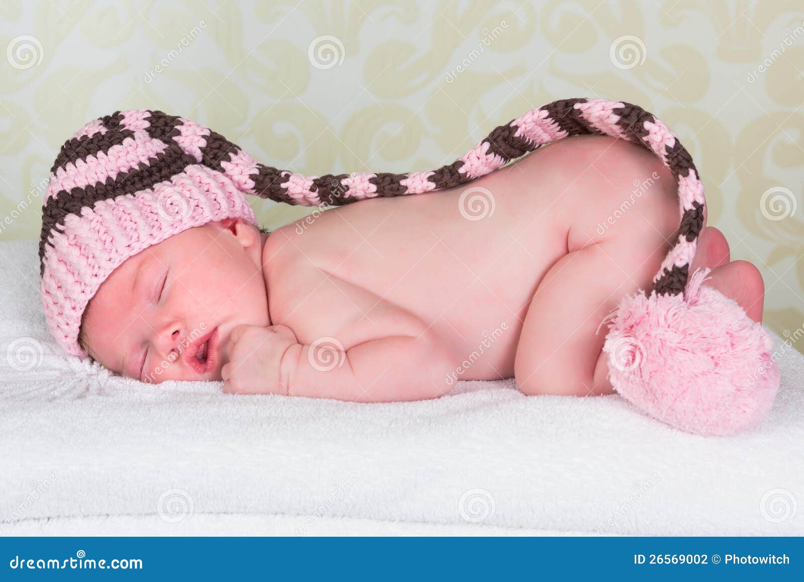 Newborn Baby with Pompom Hat Stock Photo - Image of portrait, child ...