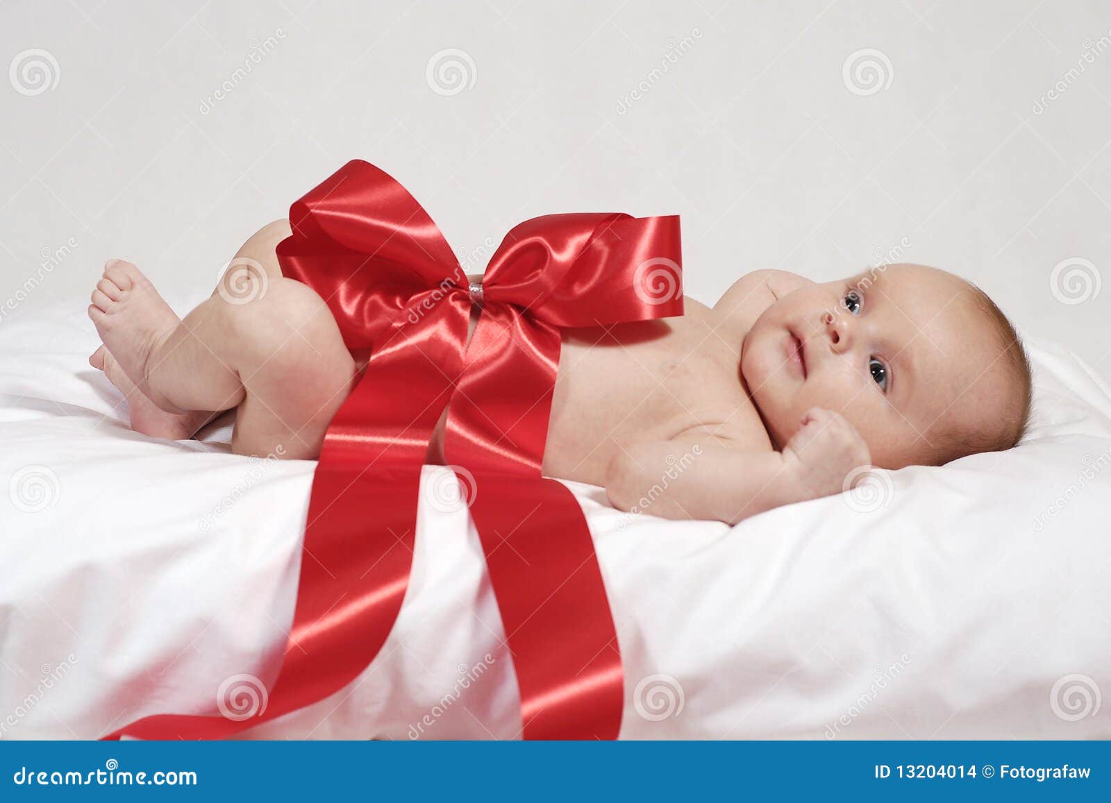 Newborn Baby in the Red Bow Stock Photo - Image of holidays, happiness ...