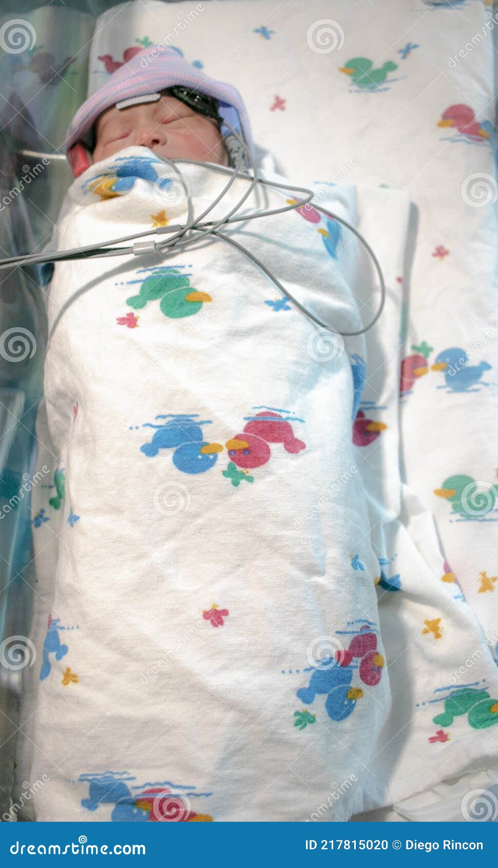 Cute Newborn Girl Sleeping His Audi Test Stock Photo - Image of ...