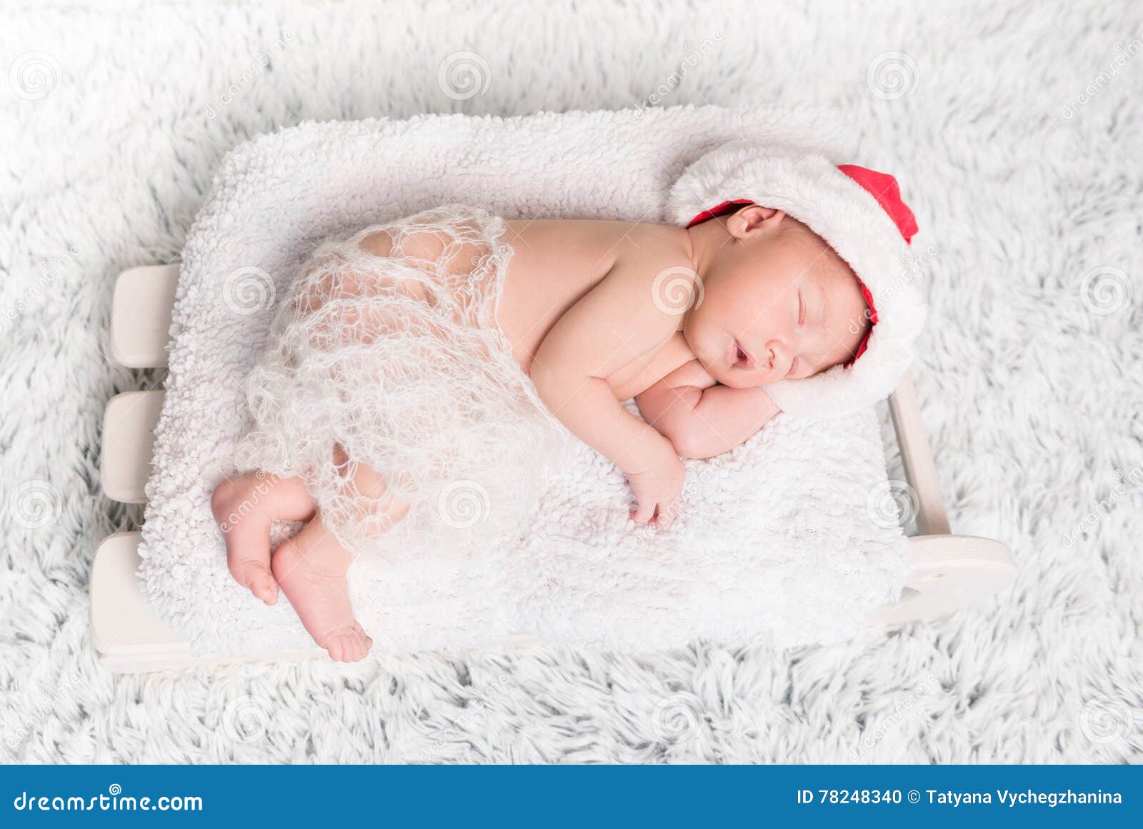 Newborn Baby Sleeping on Sledge-cot Stock Photo - Image of cute ...