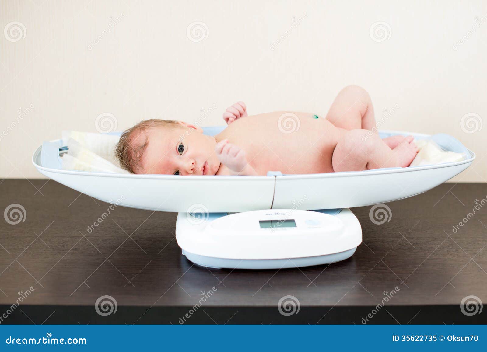 Newborn Baby on Weighing Scale Stock Image - Image of newborn, health ...