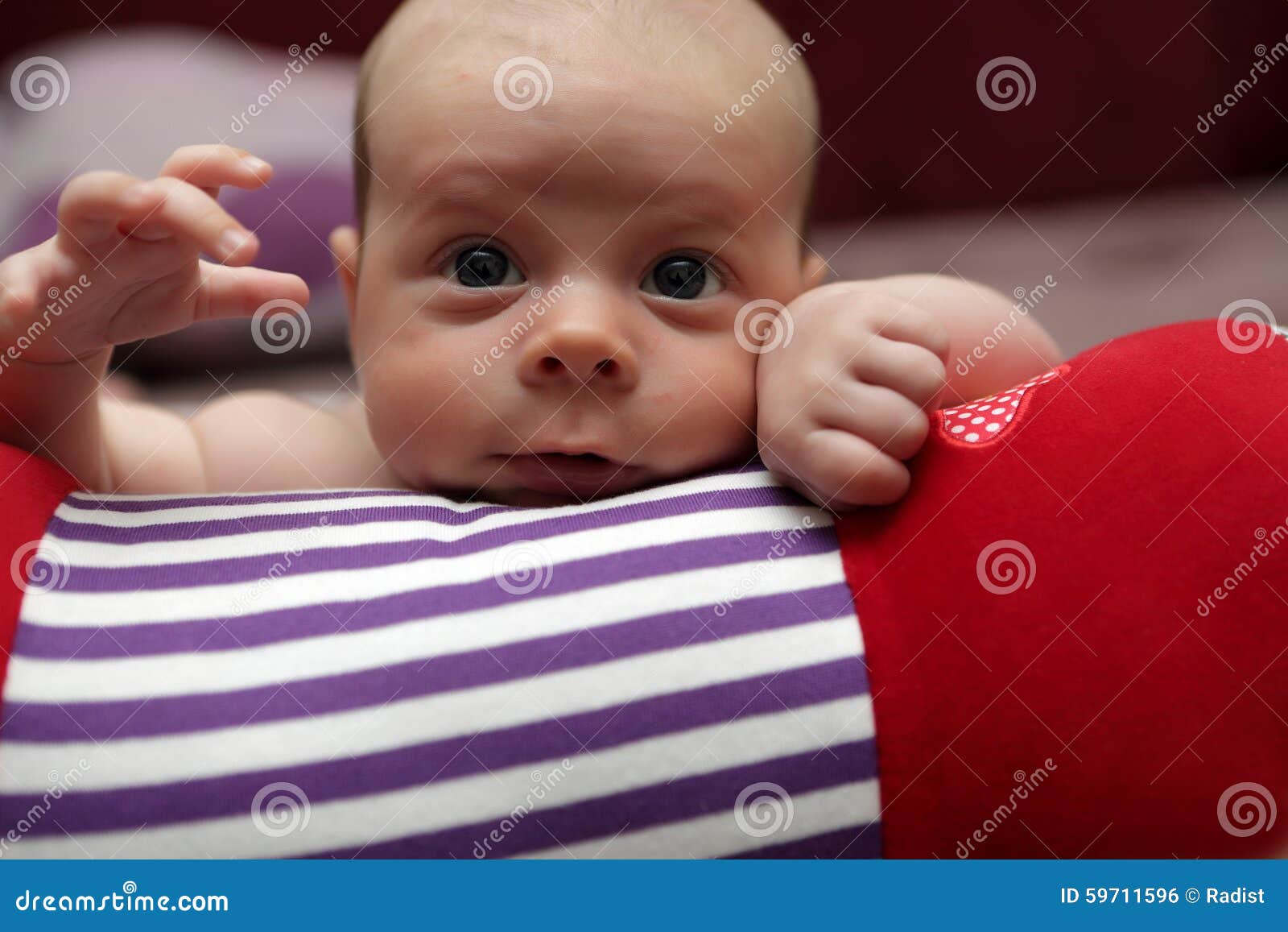 Newborn Boy on Crawling Roll Stock Photo - Image of looking, hand: 59711596
