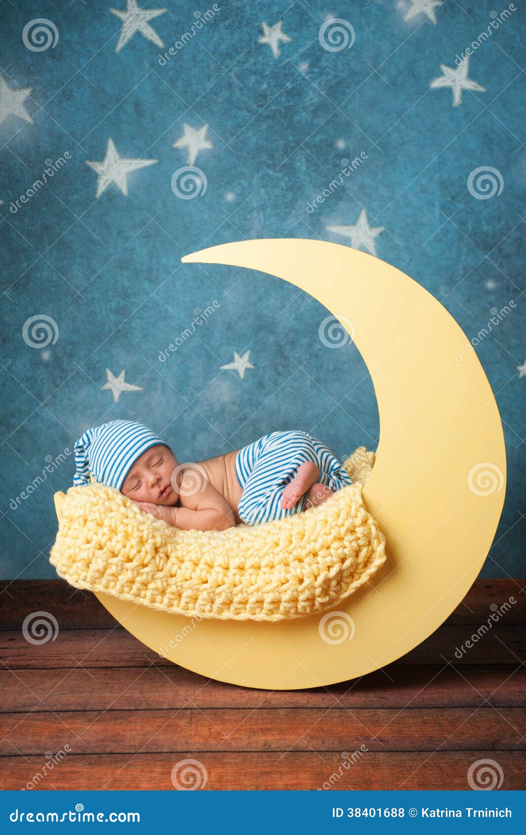 Newborn Boy Sleeping on the Moon Stock Photo - Image of peaceful, male ...