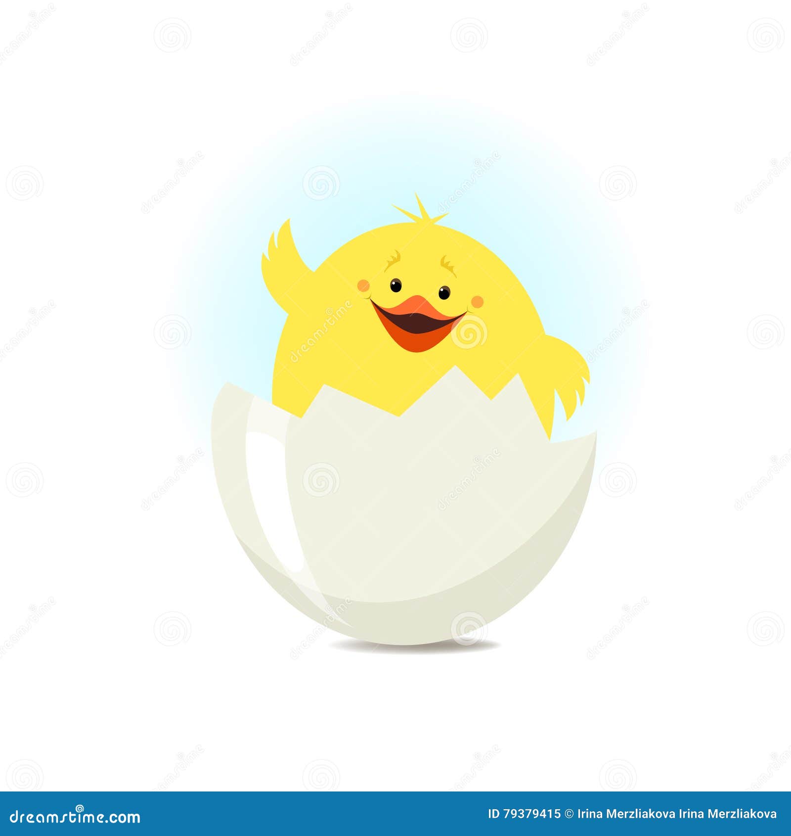 Newborn Chick Sitting in the Shell Vector Illustration Stock ...