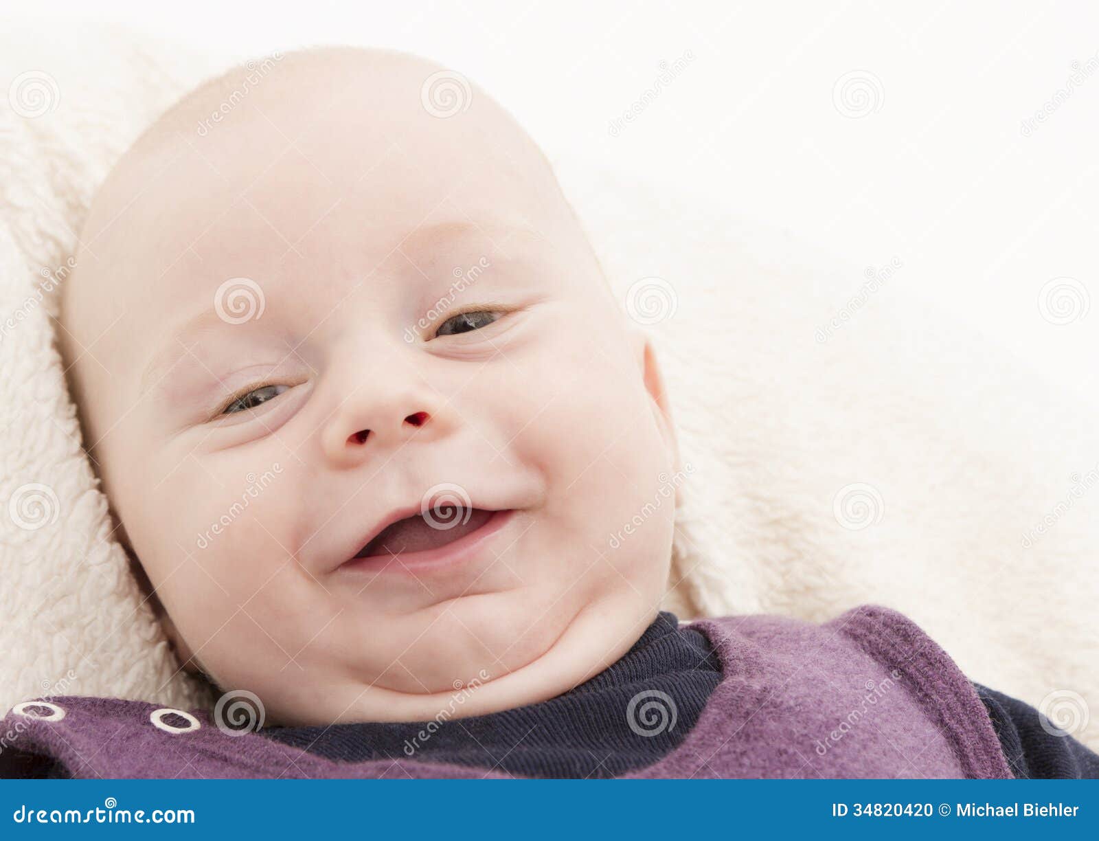 Newborn Child Laughing To Camera Stock Photo - Image of cute, laugh ...