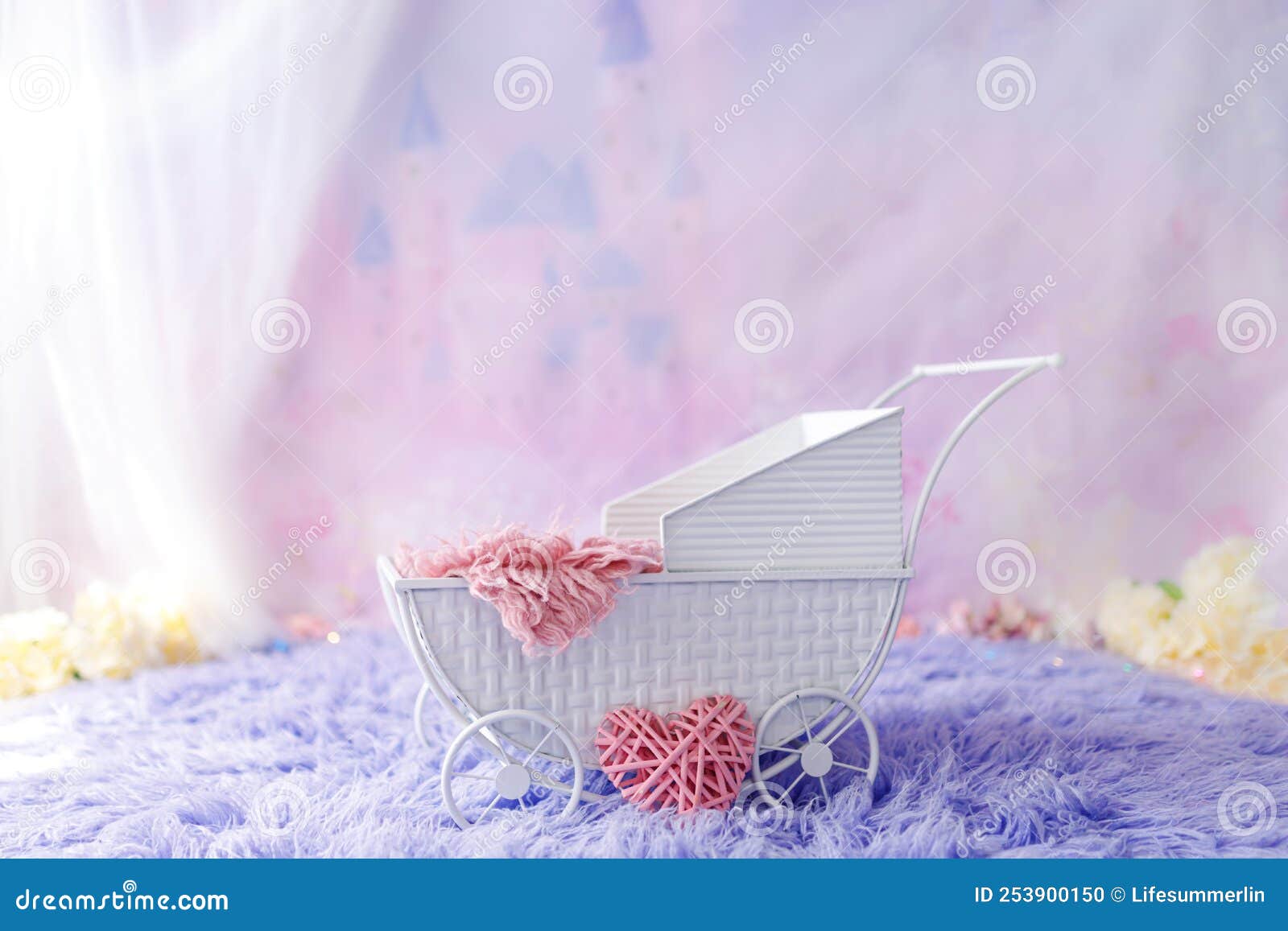 Newborn Digital Backdrop with Flowers. Stock Photo - Image of nest ...