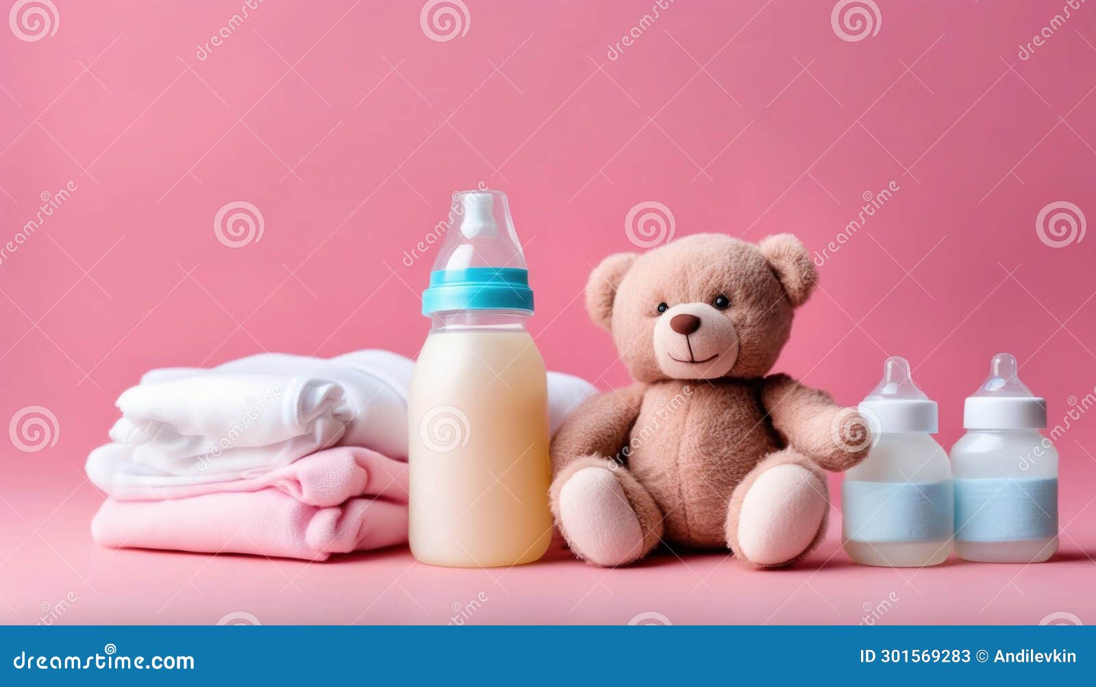 Newborn Essential Set on Background Stock Illustration - Illustration ...