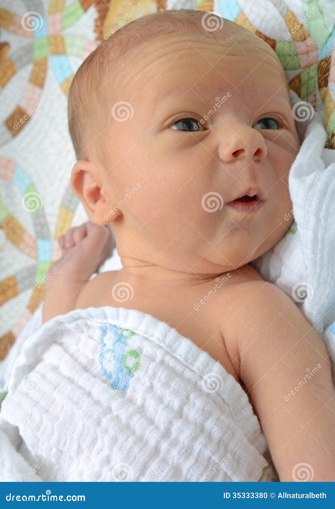 Newborn with an Expression of Wonder Stock Photo - Image of expression ...