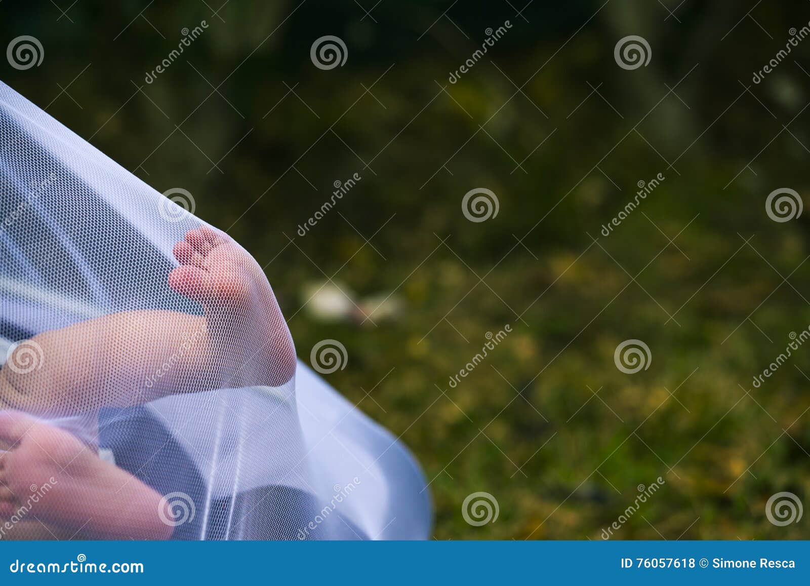 Newborn Feet Pushing a Mosquito Net Stock Photo - Image of closeup ...