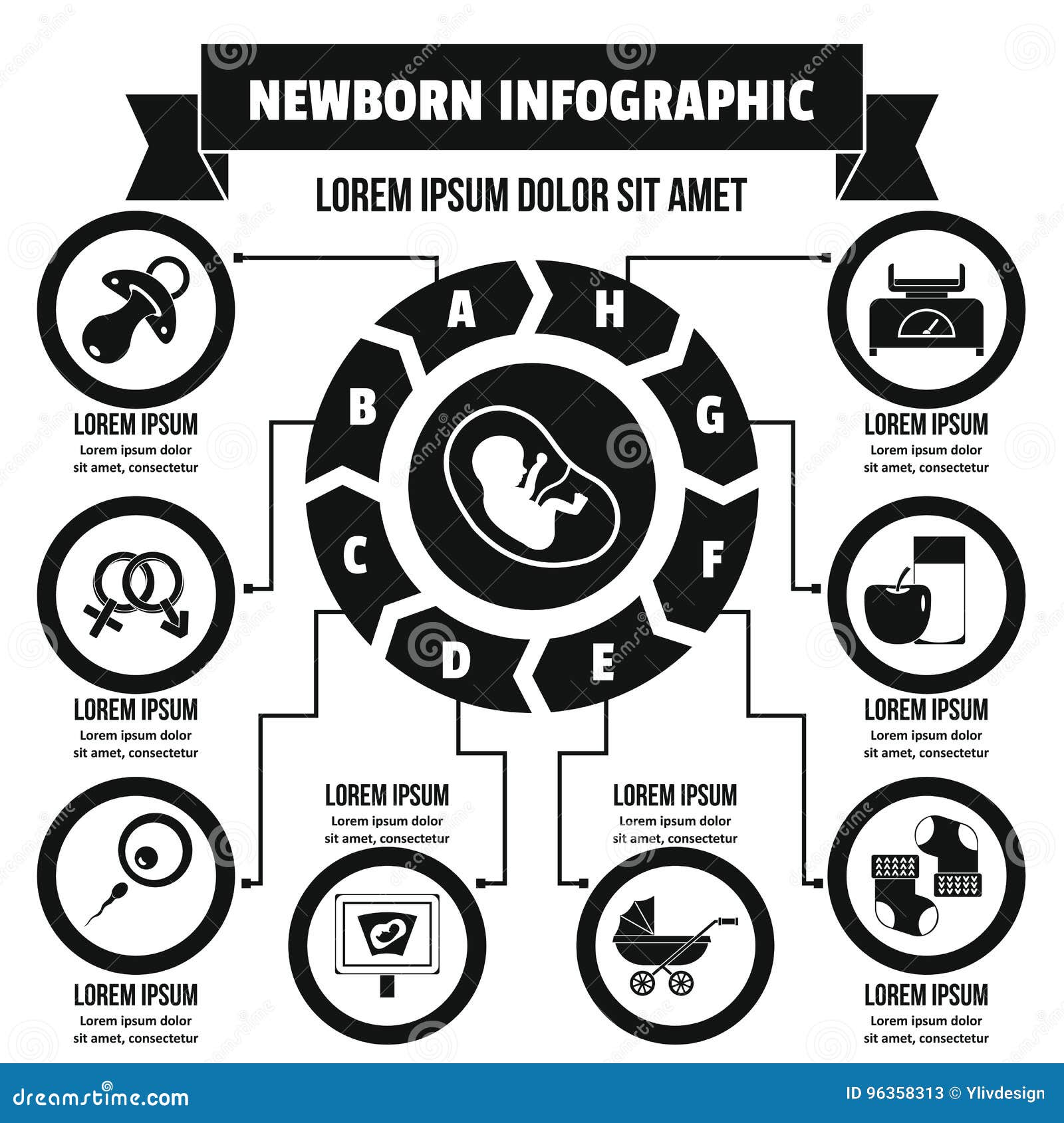 Newborn Infographic Concept, Simple Style Stock Vector - Illustration ...