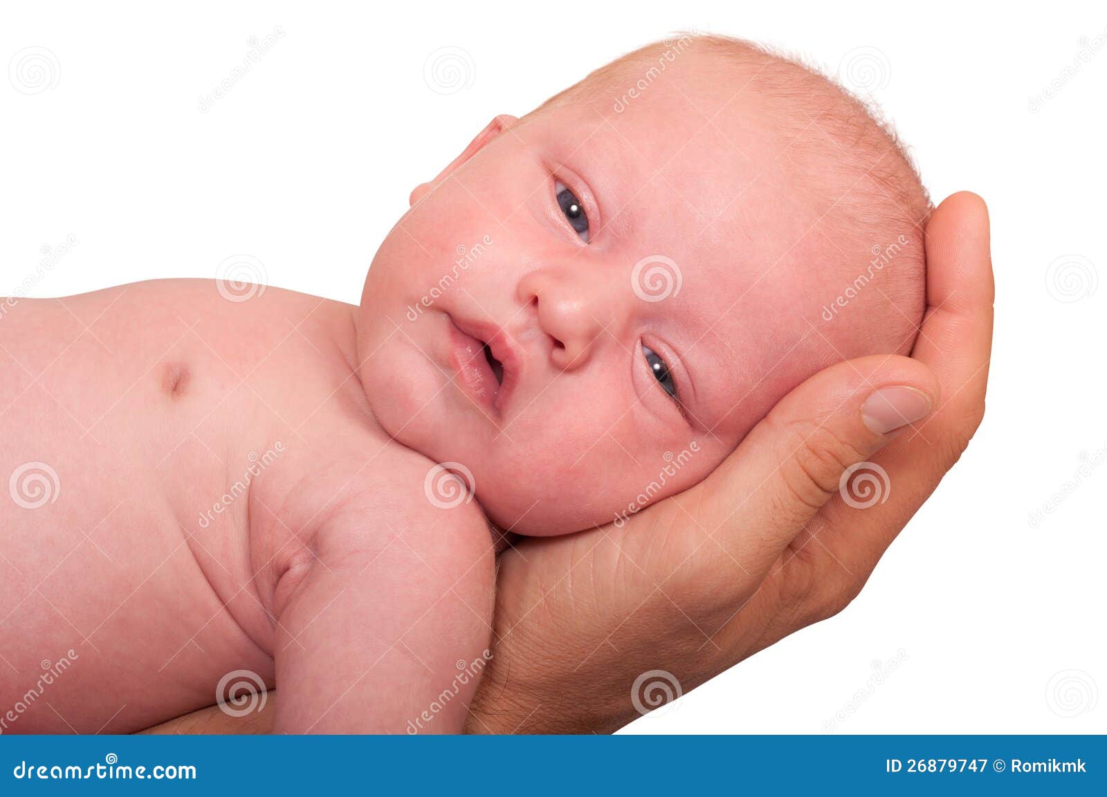 Newborn laying on the hand stock image. Image of love - 26879747