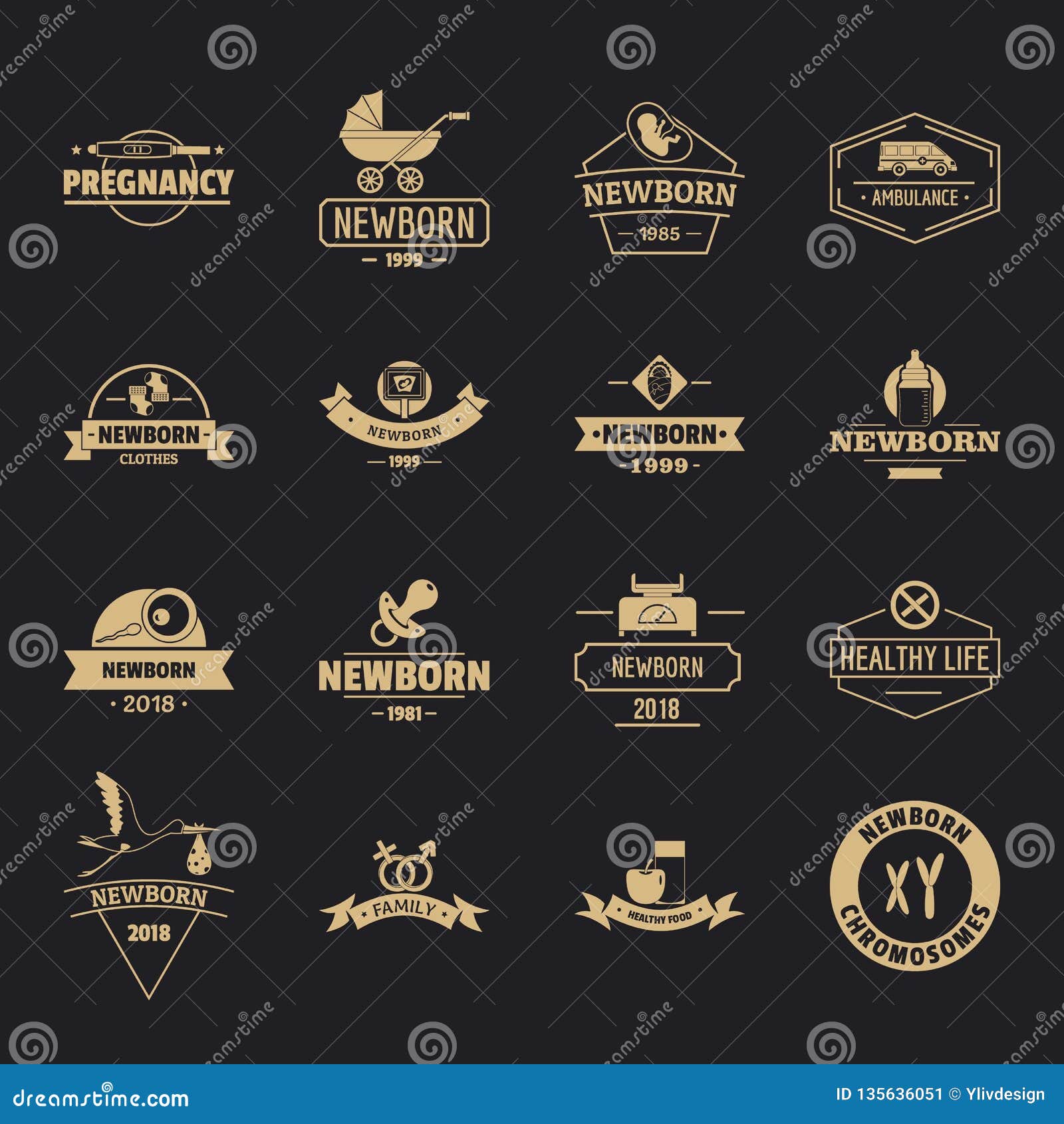 Newborn Logo Icons Set, Simple Style Stock Vector - Illustration of ...
