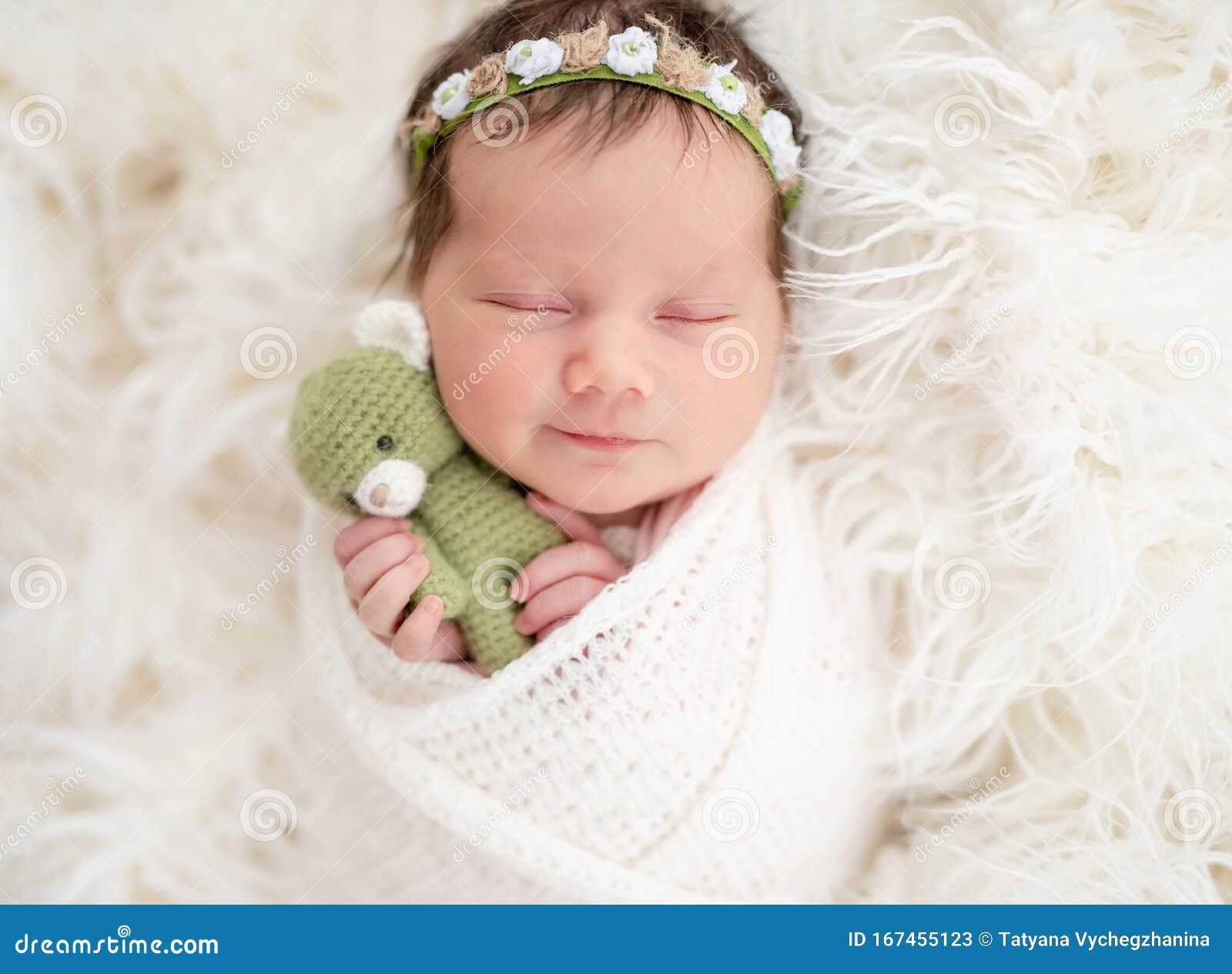 Newborn smiling in dream stock image. Image of peaceful - 167455123