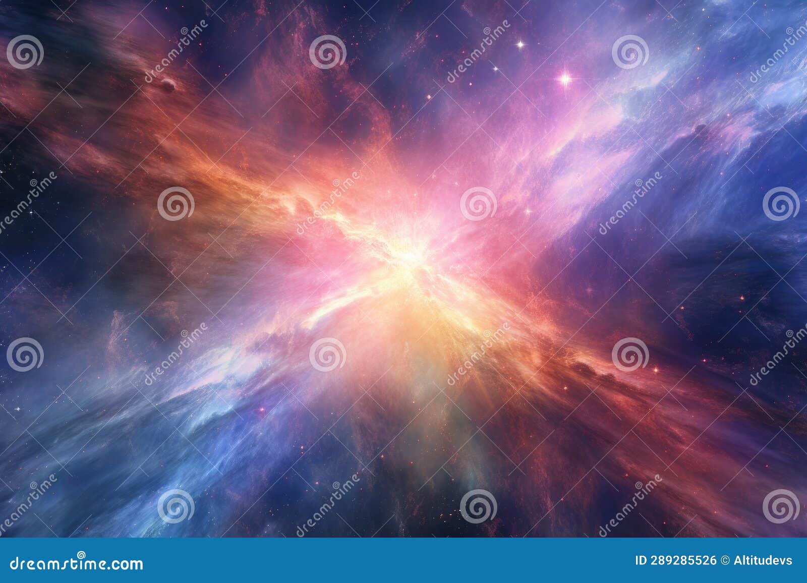 A Newborn Stars Light Rays Piercing through a Colorful Nebula Stock ...