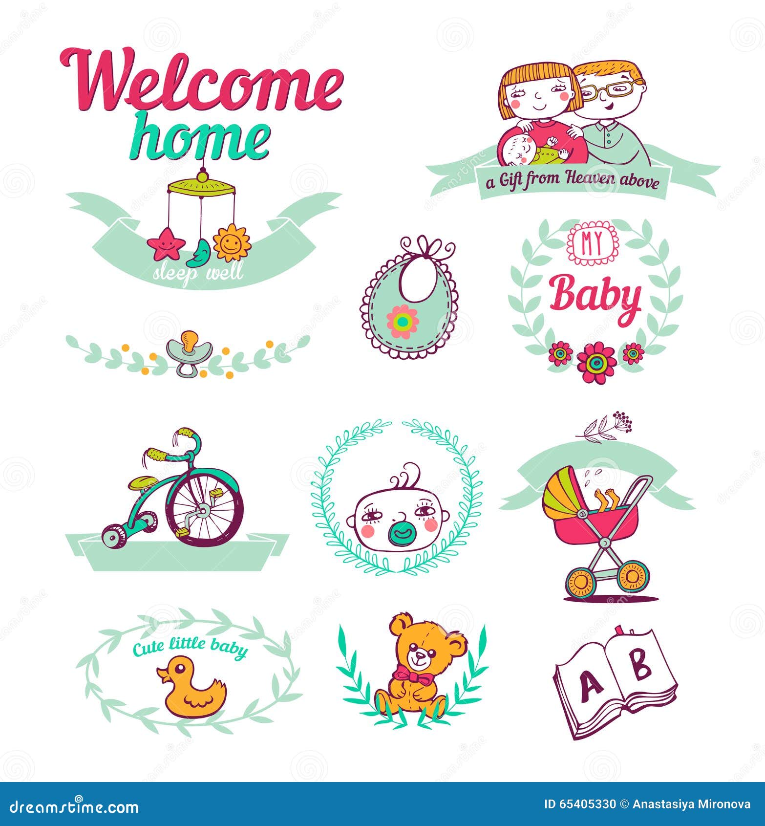 Newborn Welcome Home, Icon Set Stock Vector - Illustration of children ...