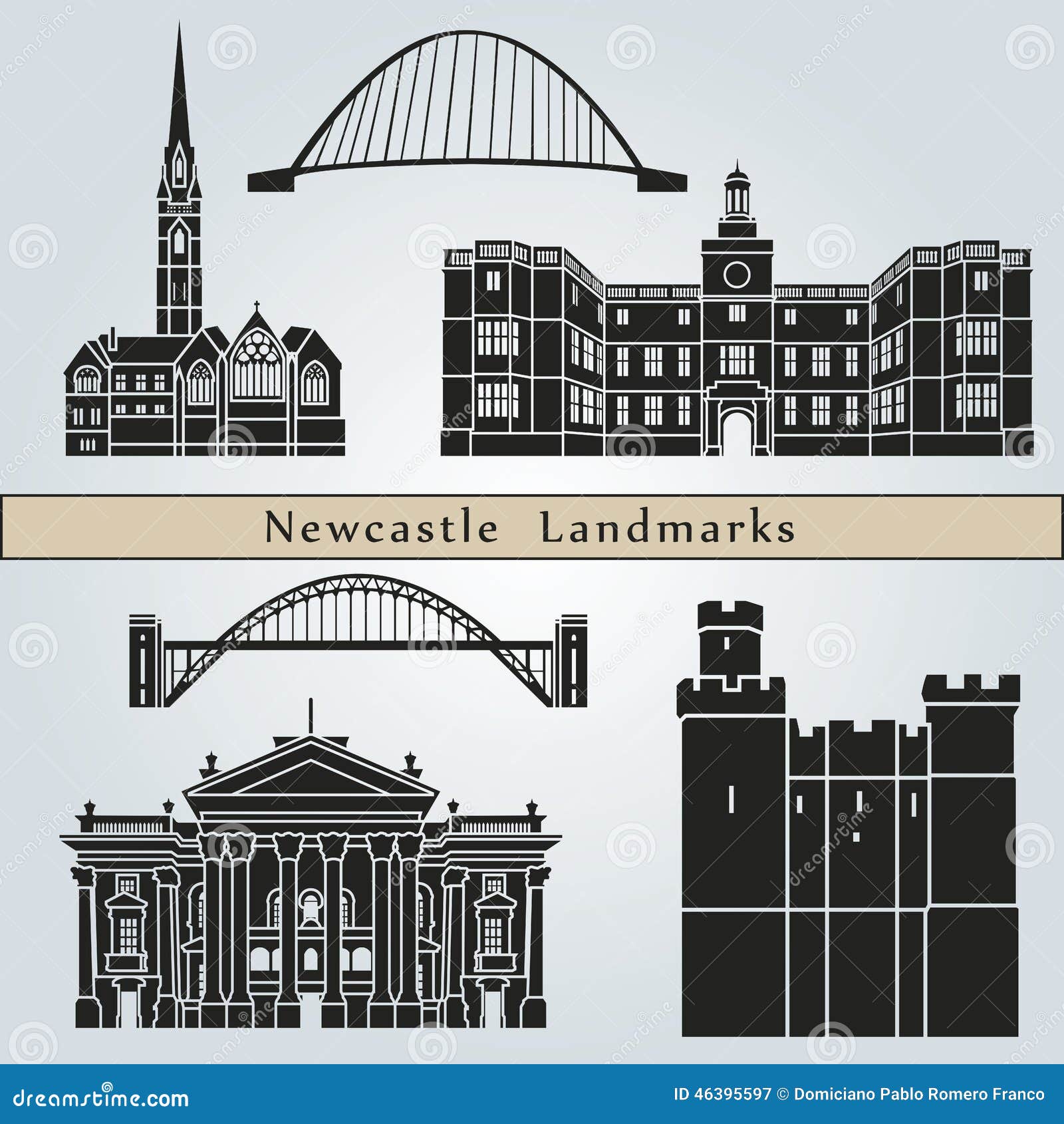 Newcastle Landmarks stock vector. Illustration of united - 46395597