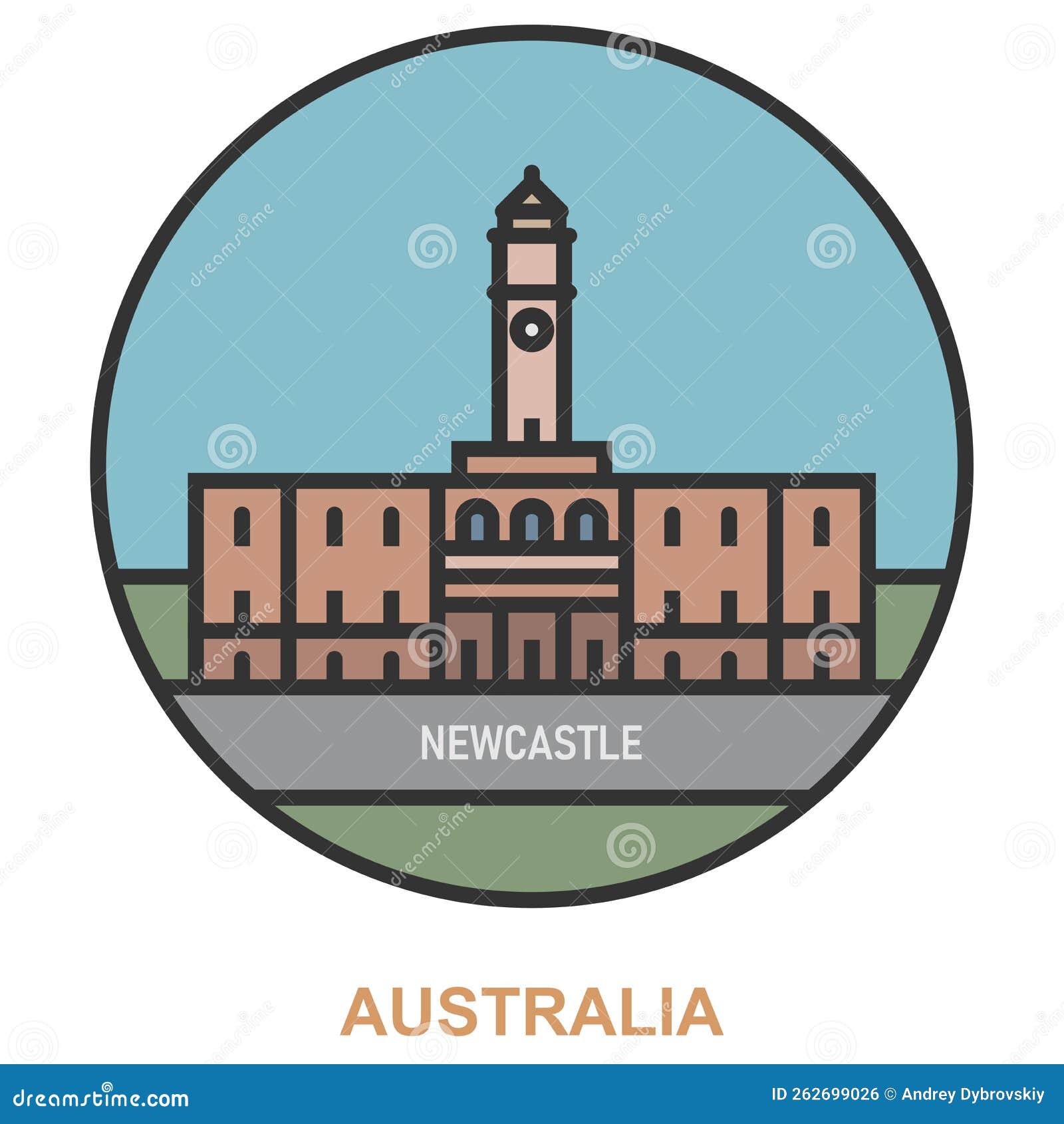 Newcastle Australia City Skyline Silhouette Cartoon Vector ...