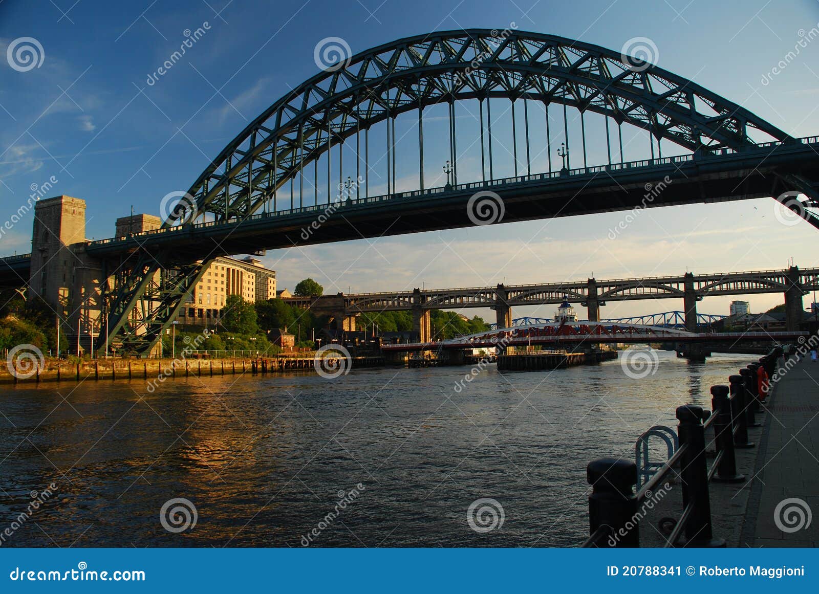 Newcastle Bridges and River Tyne, UK, by Sunset Stock Image - Image of ...