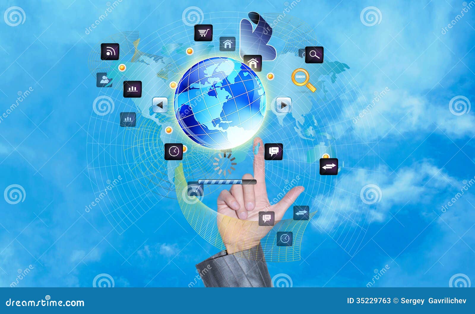 The Newest Creative Internet Stock Image - Image of earth, finger: 35229763