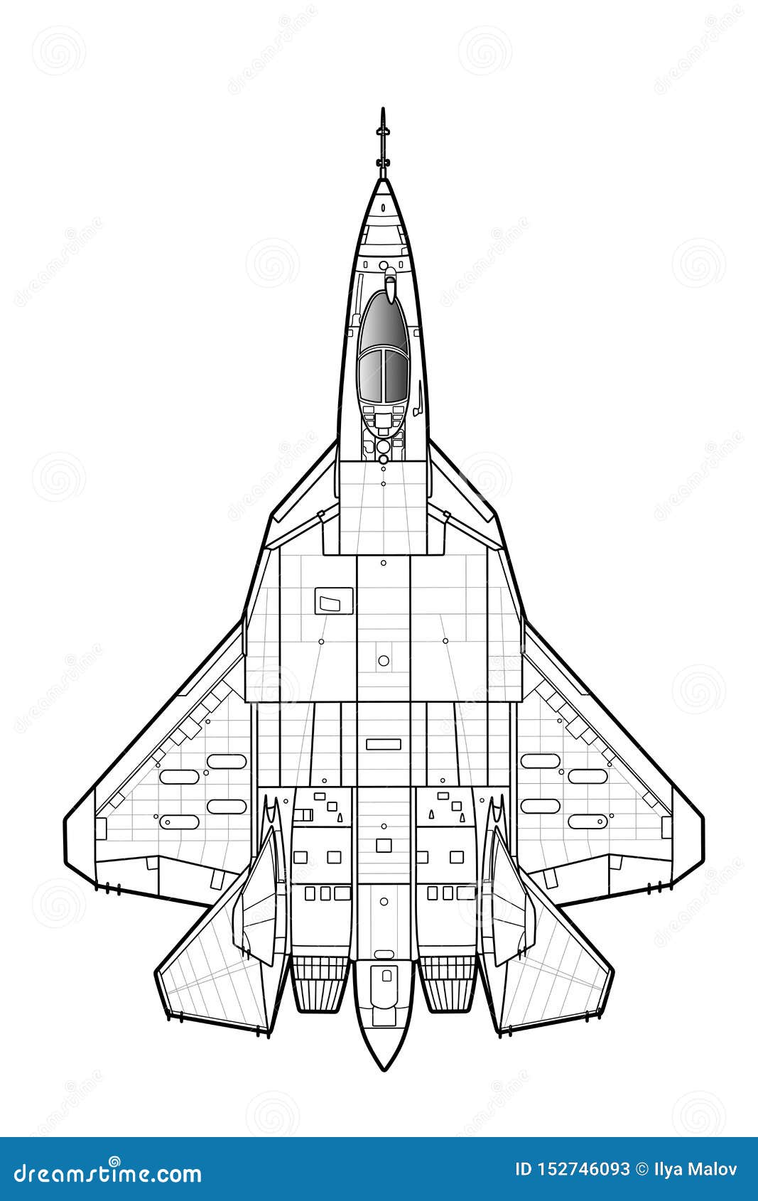 The Newest Russian Jet Fighter Aircraft. Vector Draw Stock Vector ...