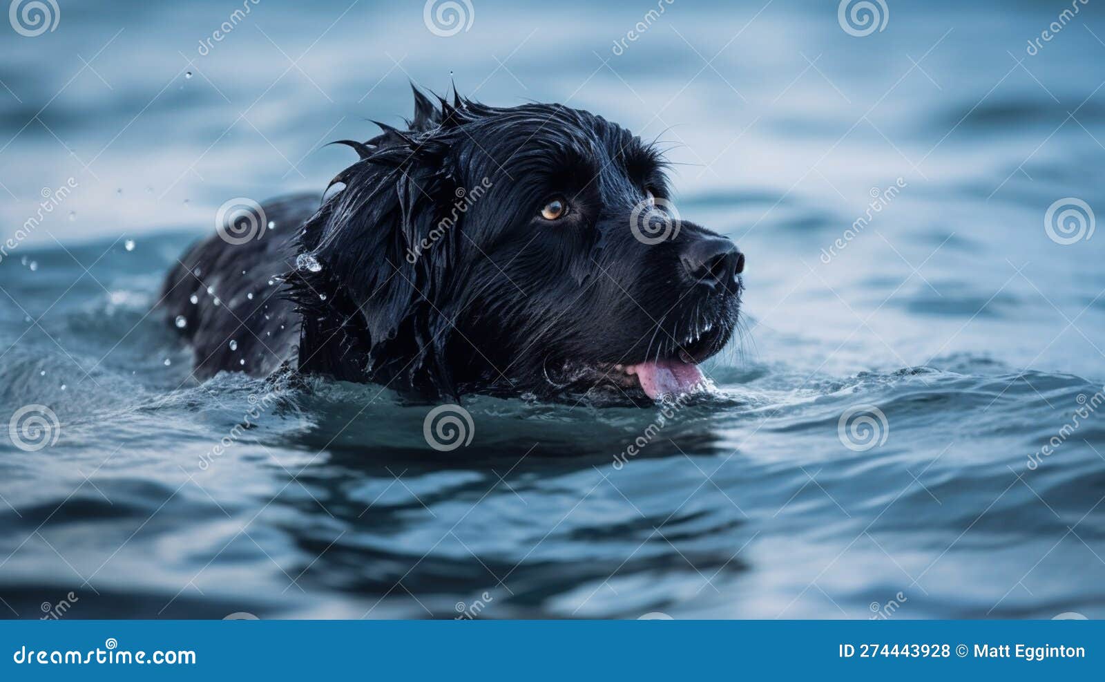 Newfoundland Dog Swimming stock illustration. Illustration of animal ...