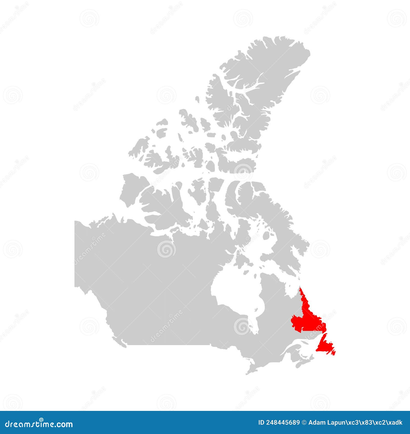 Newfoundland Highlighted on the Map of Canada Stock Vector ...