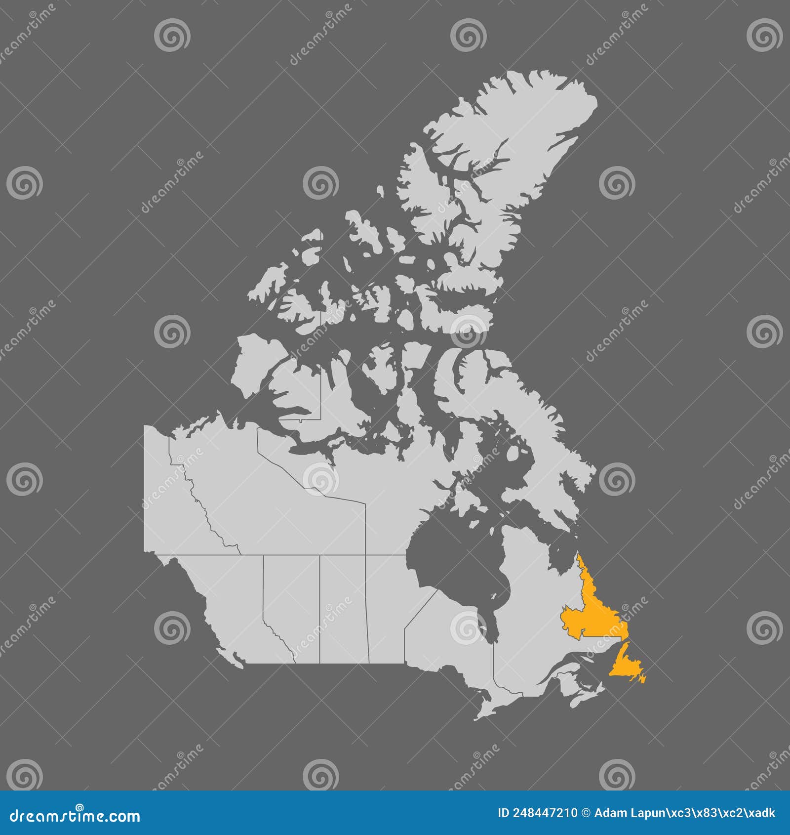 Newfoundland Highlighted on the Map of Canada Stock Vector ...