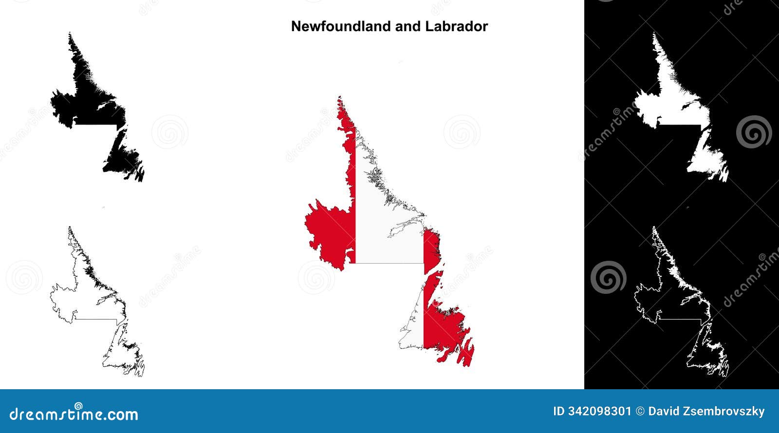 Newfoundland and Labrador Outline Map Stock Illustration - Illustration of canada, silhouette ...