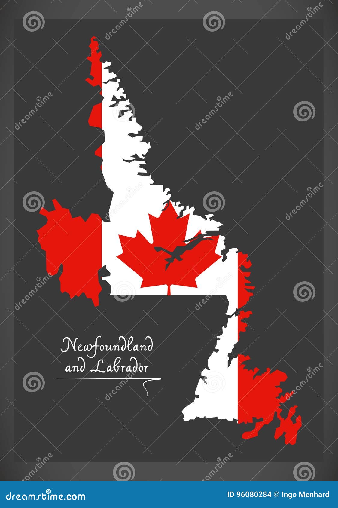 Newfoundland and Labrador Canada Map with Canadian National Flag Stock ...