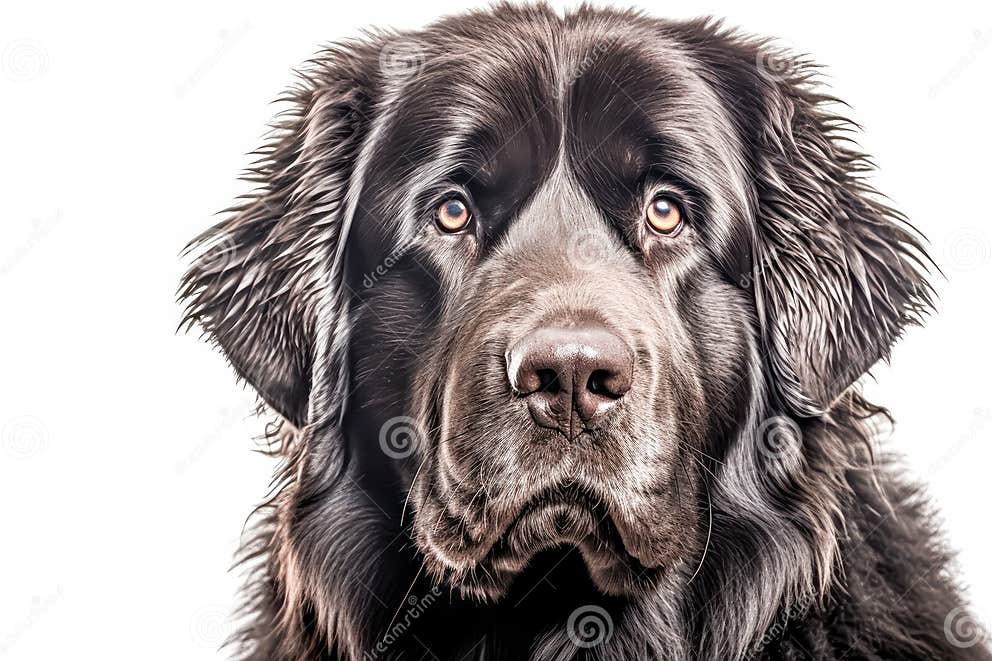 Newfoundland in Studio Setting Against White Backdrop, Stock Photo ...