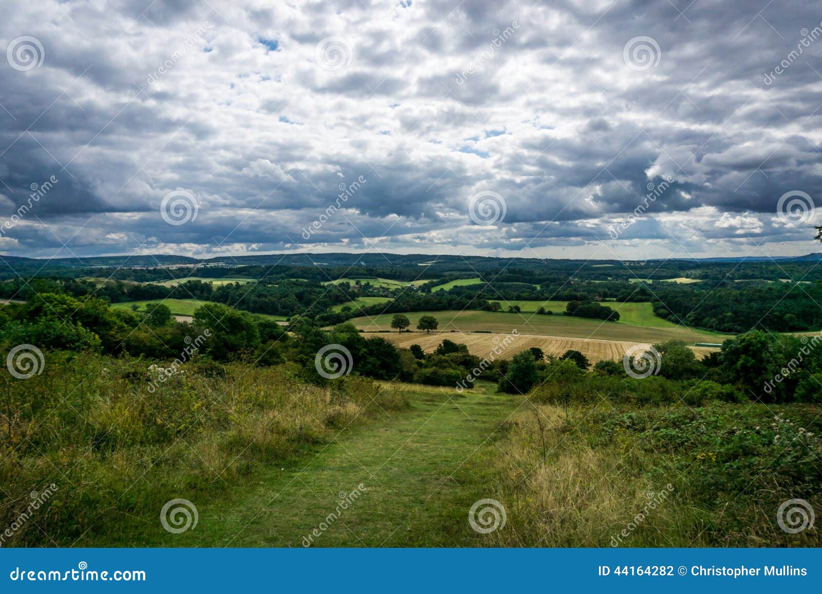 Newlands Corner stock photo. Image of path, clouds, landscape - 44164282