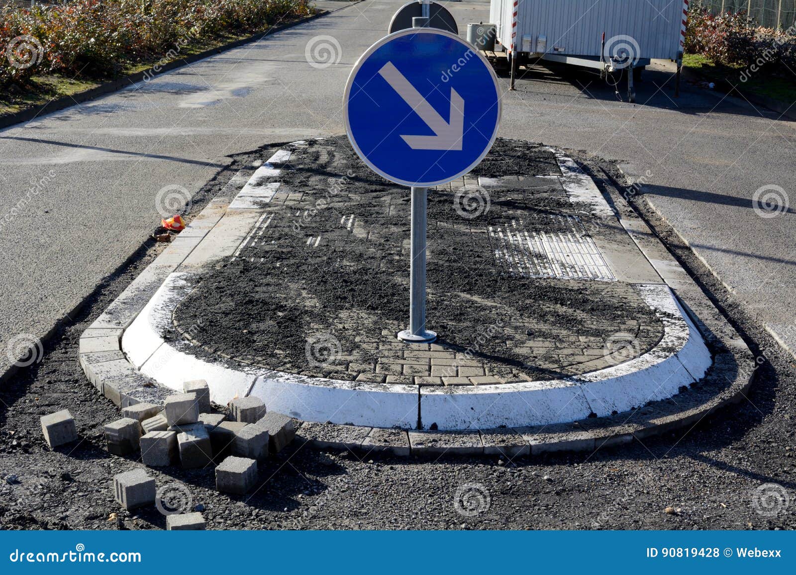 Construction of a Pedestrian Crossing Stock Photo - Image of blue ...