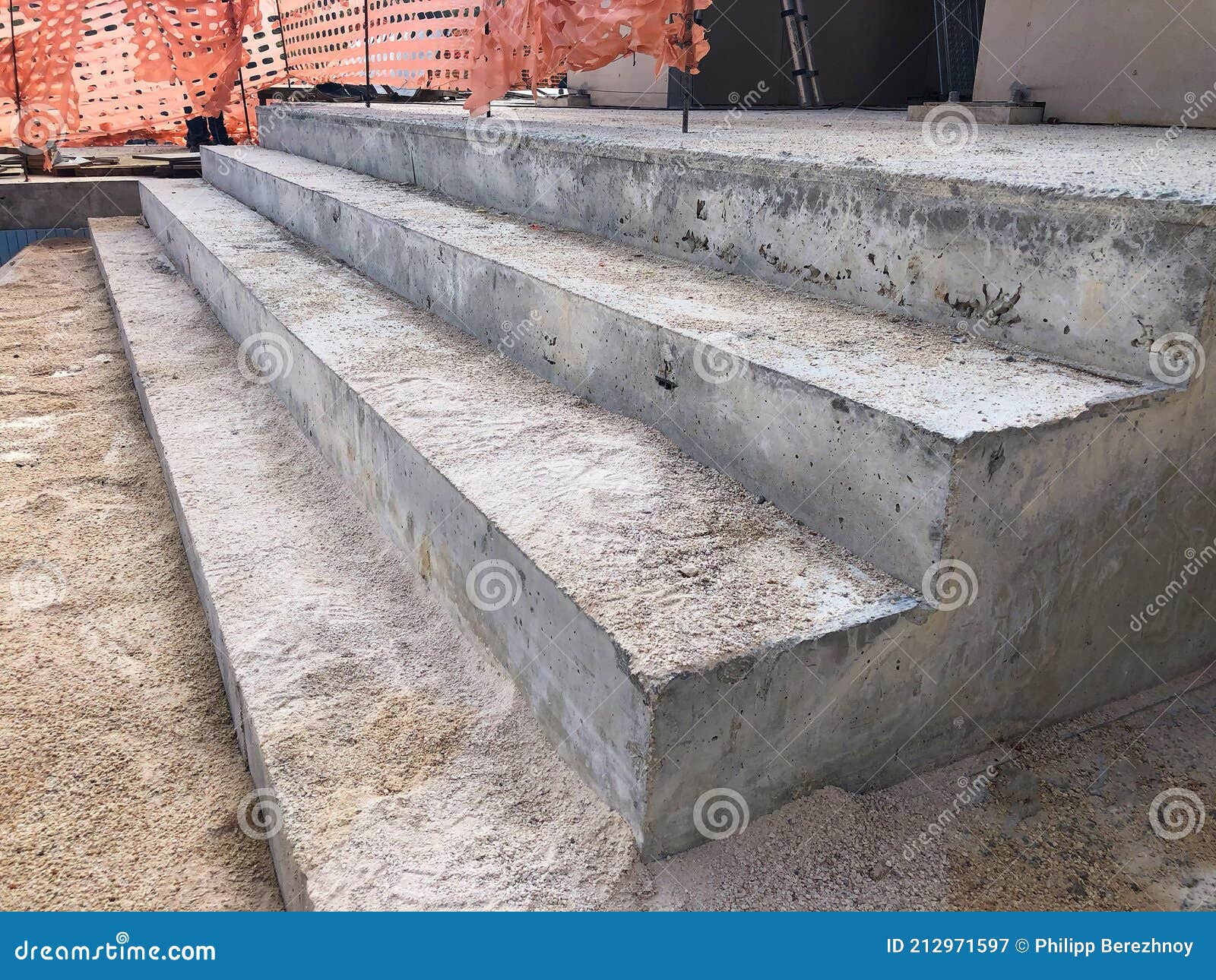 Newly Built Concrete Stairway at Construction Site Stock Image - Image ...