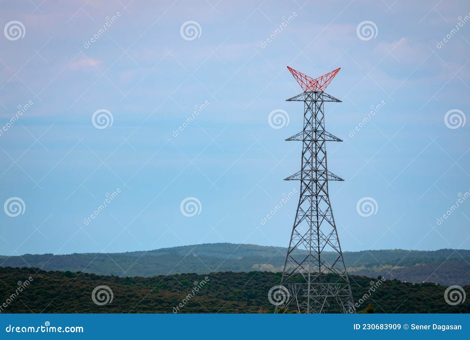 Newly Built Electricty Pylon in the Forest. Electric Grid Background ...