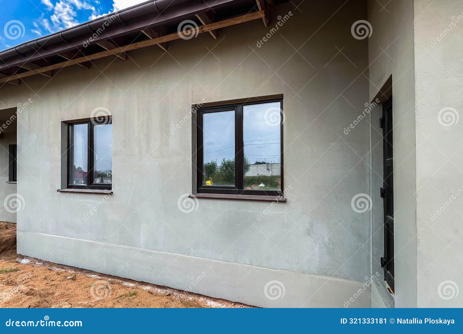 Newly Built House with a Finished Plaster. Stock Image - Image of ...