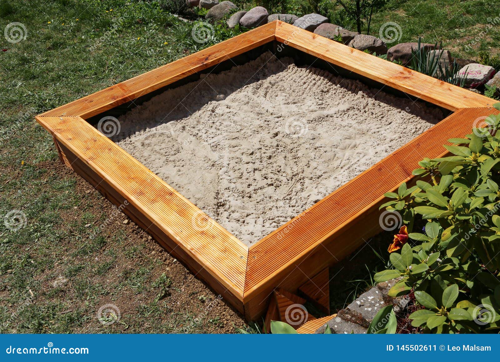 Newly Built Sandbox for Small Children in the Garden Stock Image ...