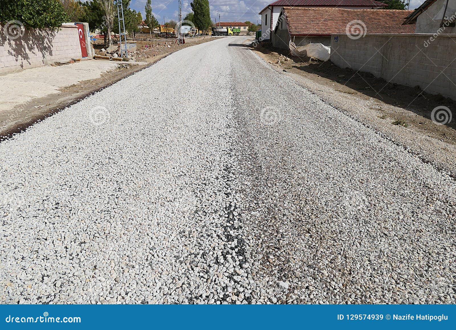 Newly Constructed Asphalt Road Works, Pitch and Road Stock Image ...