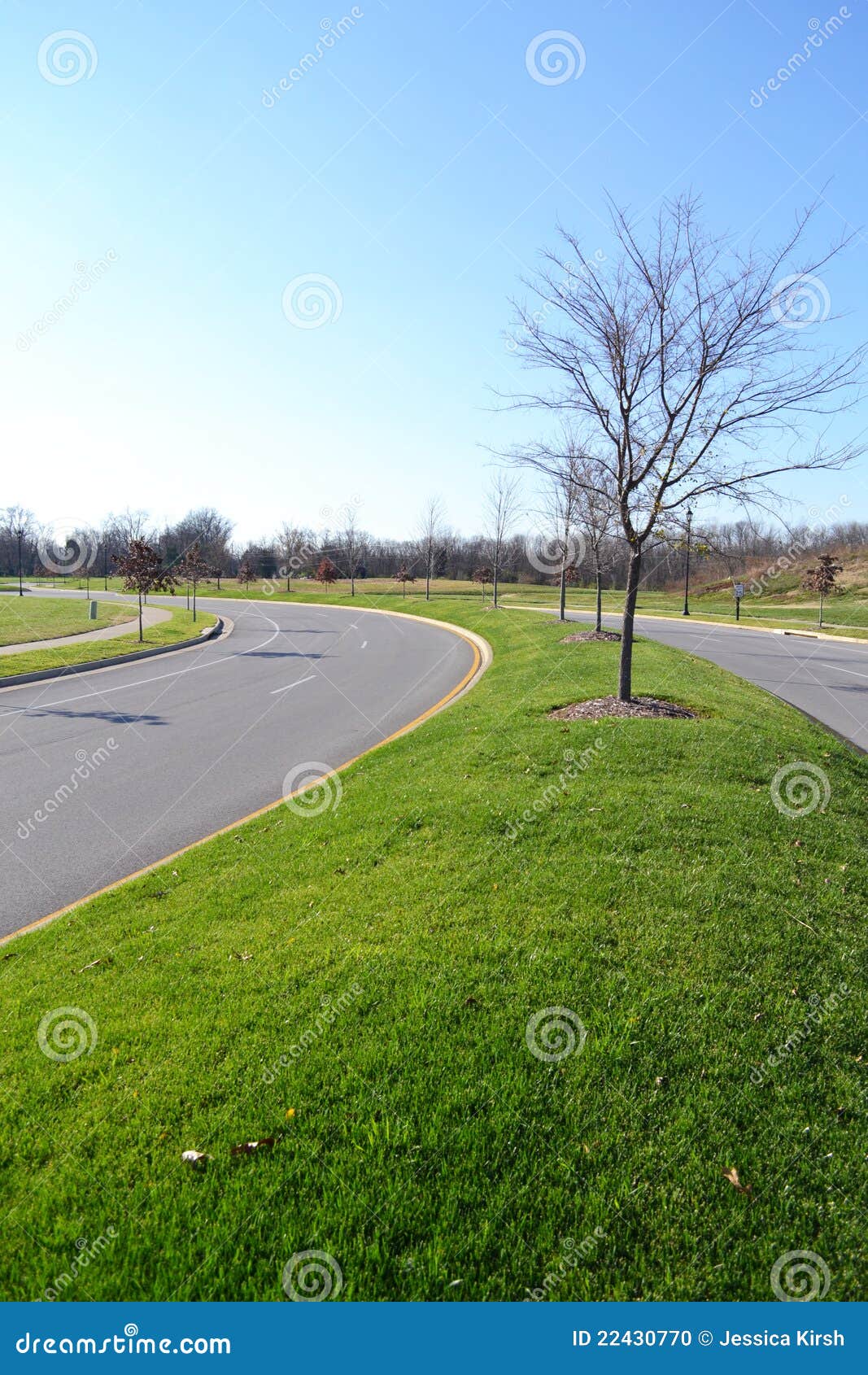 Newly Constructed Suburban Asphalt Roadway Stock Photo - Image of blue ...