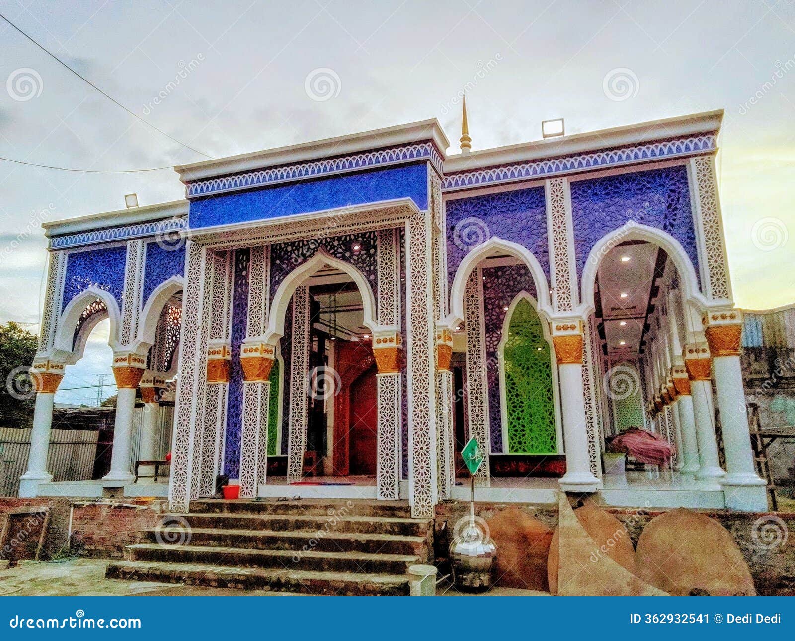 Mosque Beside The Newly Irrigated Rice Fields Stock Photo ...