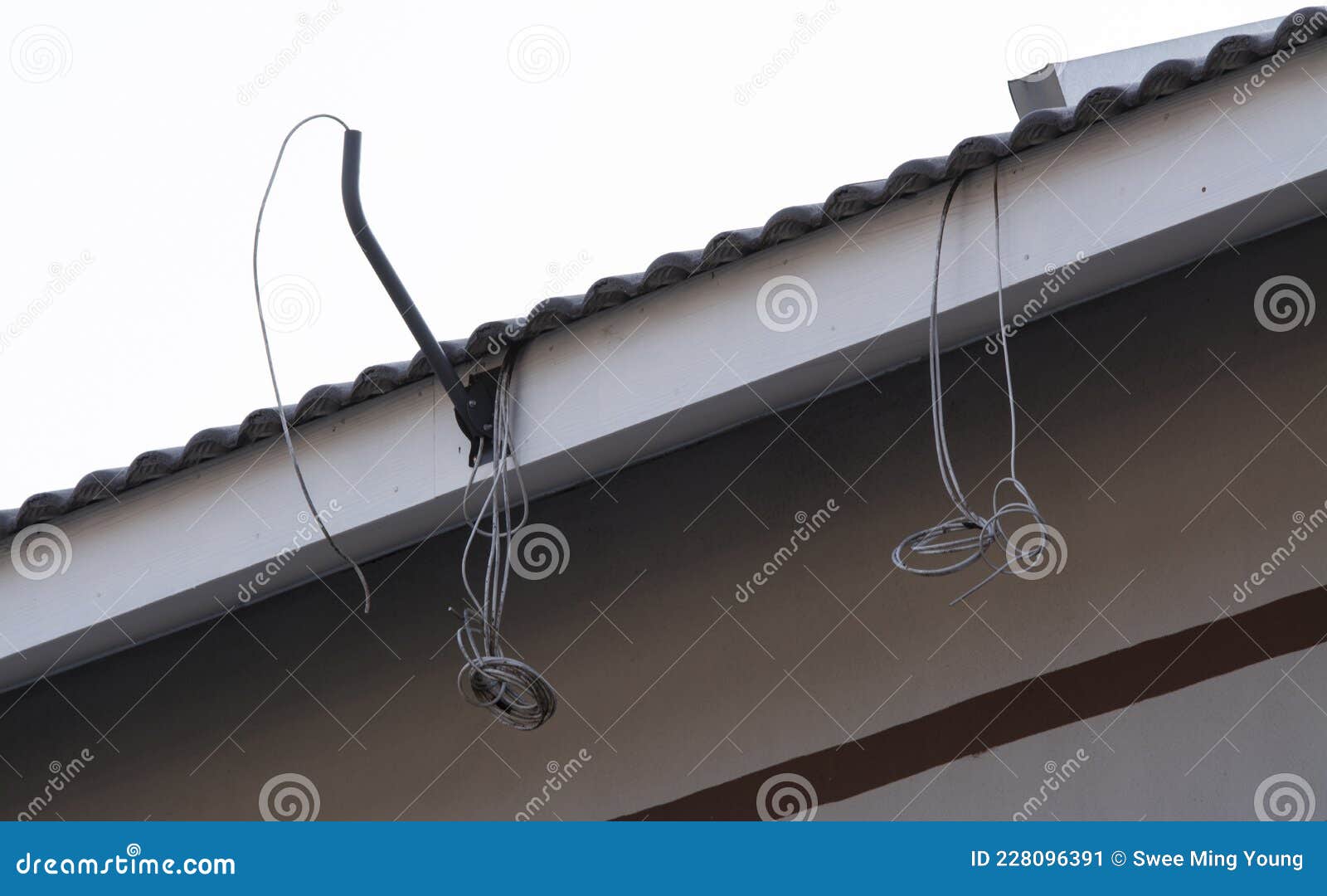 Newly Hanging Electric Wire on Ceiling Wall. Stock Image - Image of ...