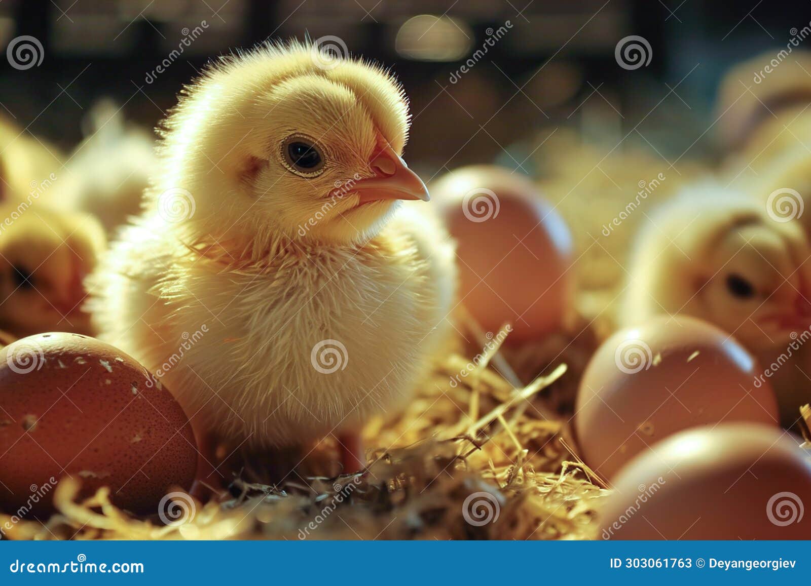 Newly Hatched Baby Chicks in a Farm Stock Illustration - Illustration ...