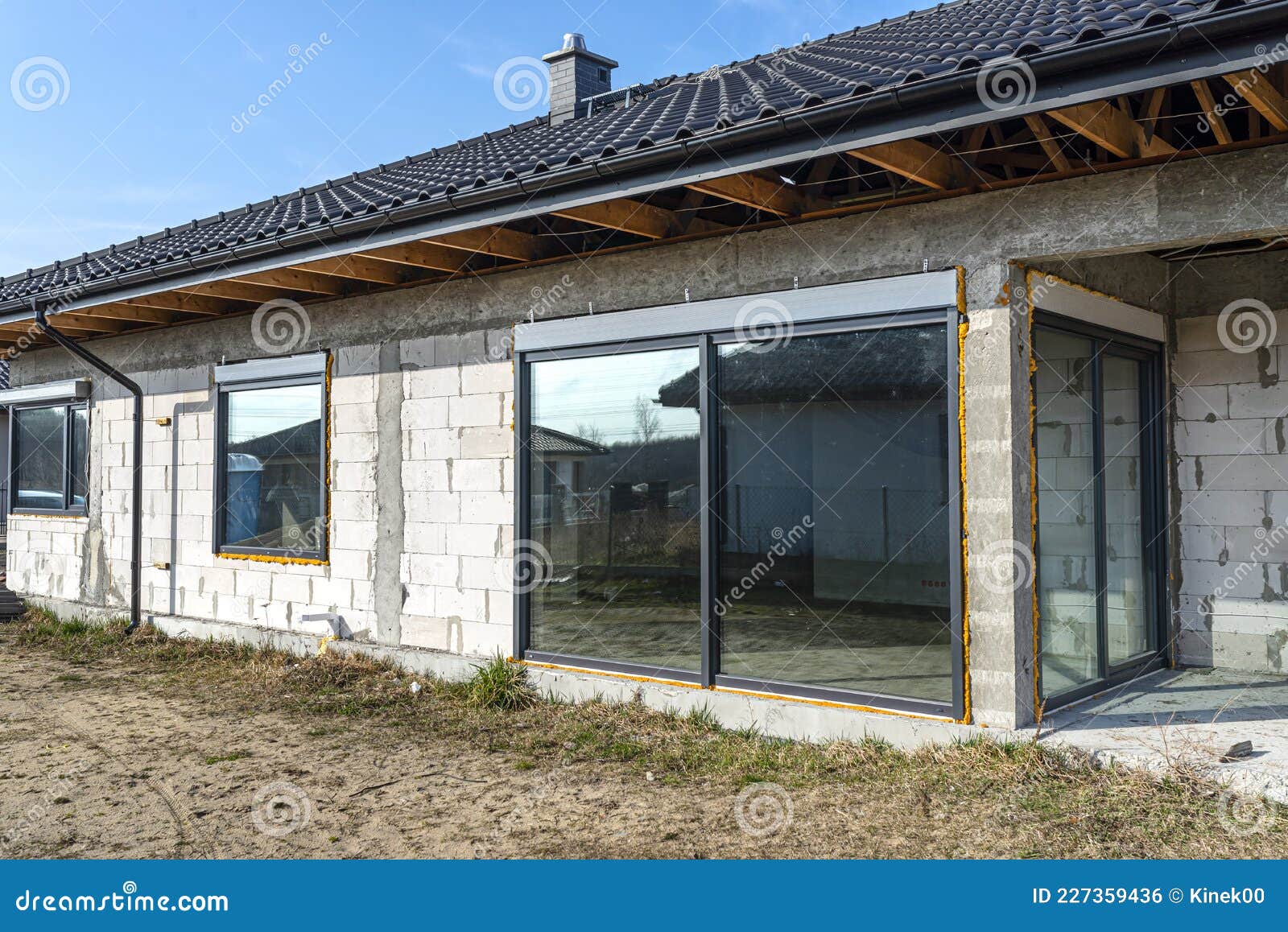 Newly Installed Not Opened Window with Roller Shutters in the House ...