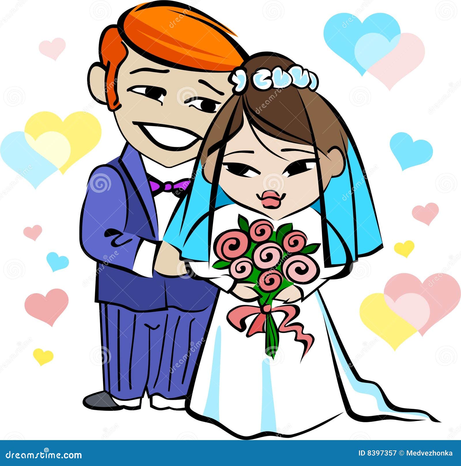 The newly married couple stock vector. Illustration of cartoon - 8397357