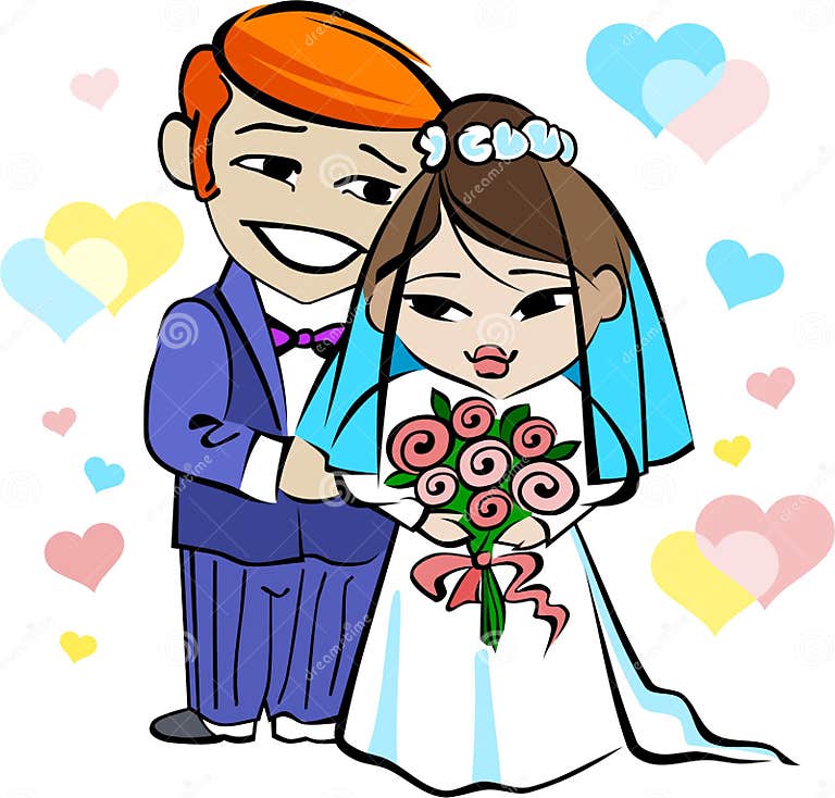 The newly married couple stock vector. Illustration of cartoon - 8397357