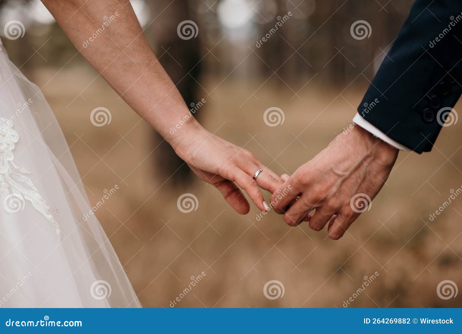 Newly Married Couple Holding Hands Stock Photo - Image of married ...